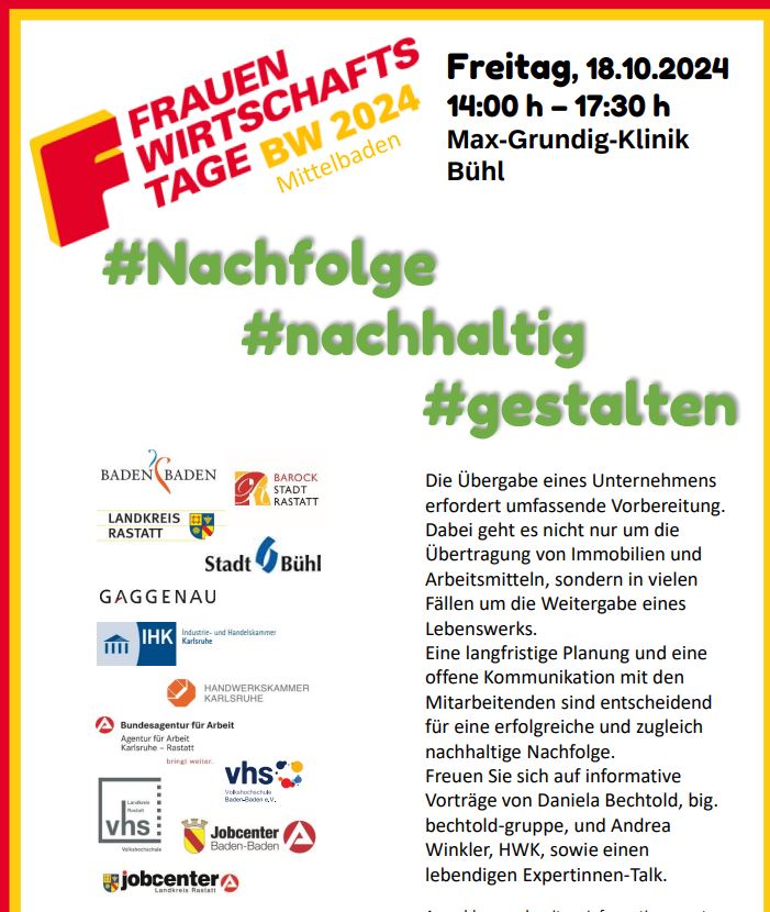 Erfolgreiche Unternehmensnachfolge im Fokus: Frauenwirtschaftstage 2024 in Baden-Baden ...